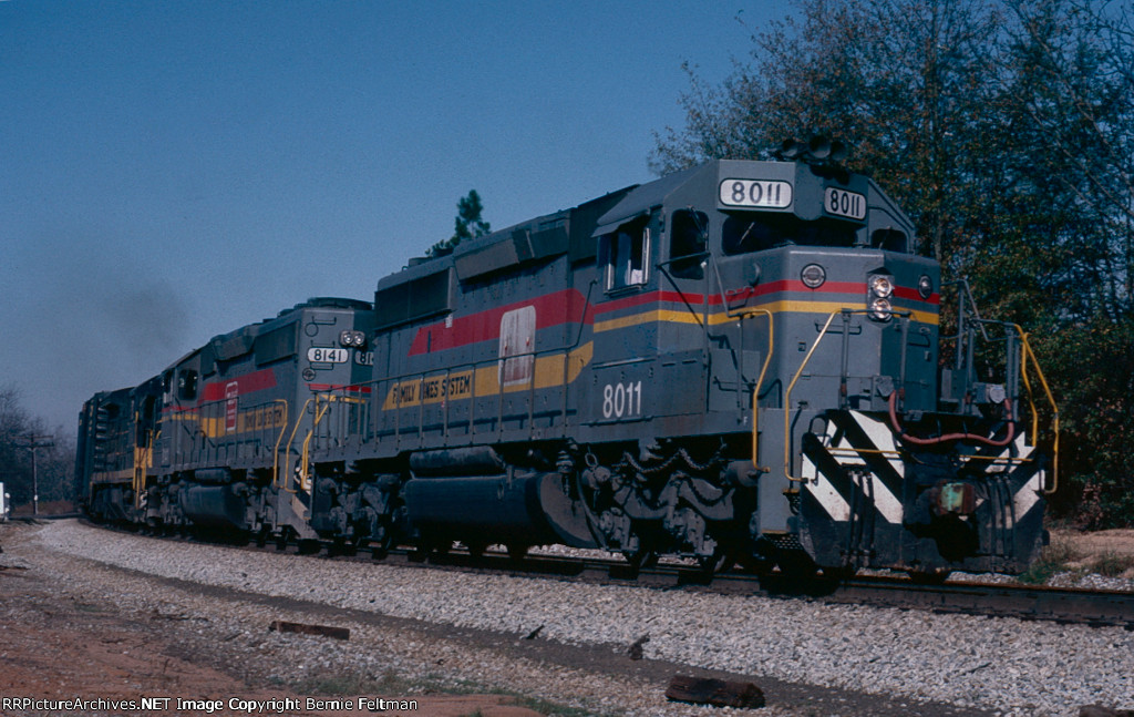 Seaboard System SD40-2's #8011 and 8141, with U36B #1766,